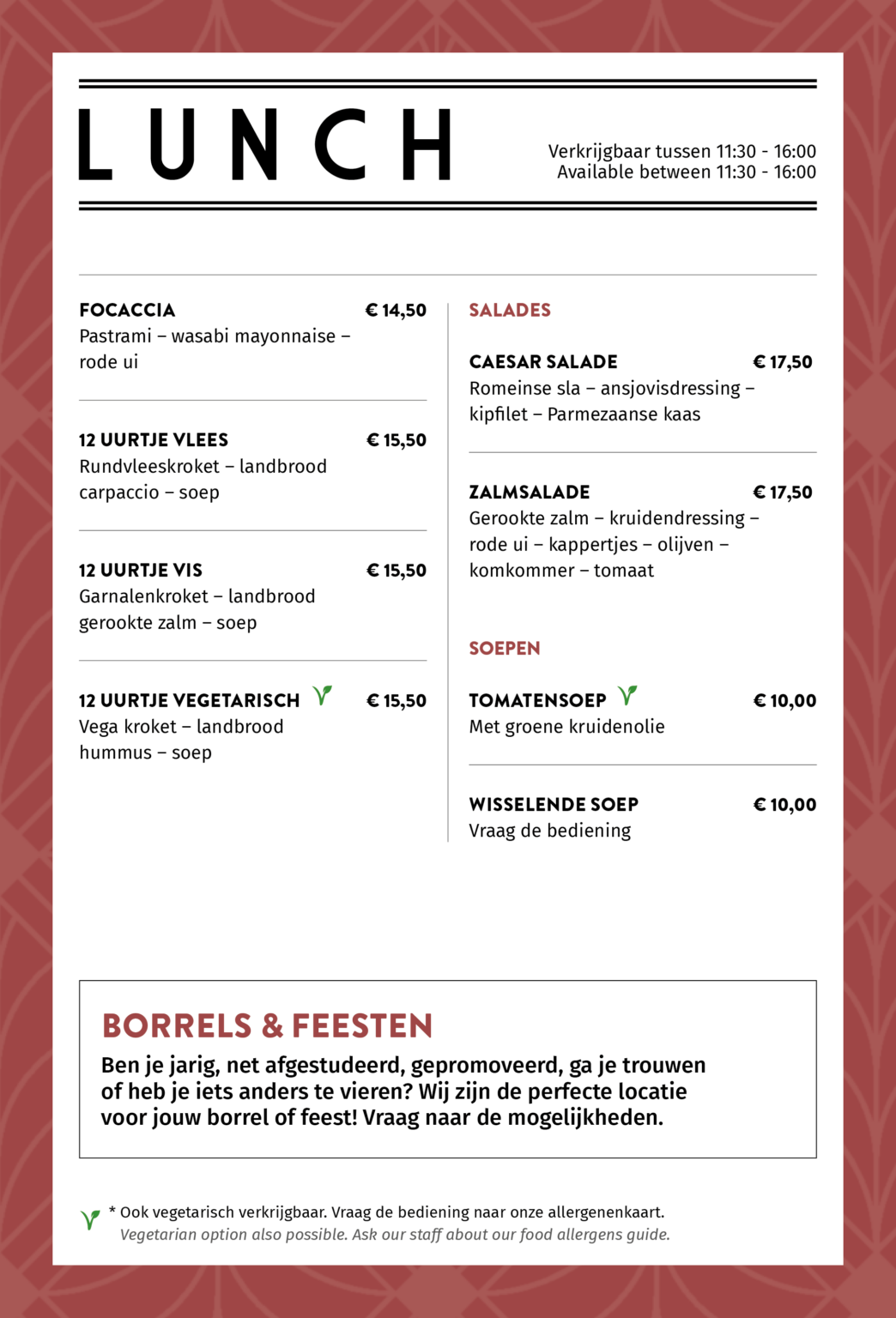 Menu - Café Restaurant Erasmus